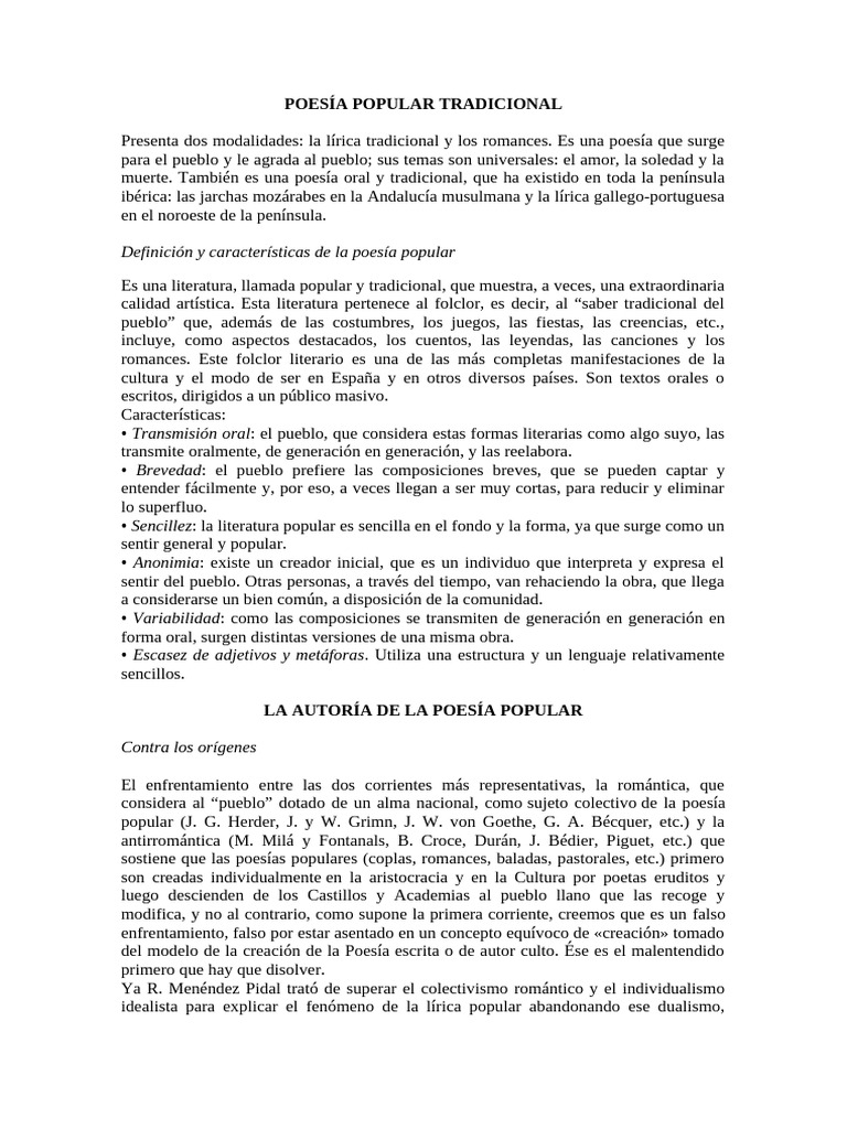POESÍA POPULAR | PDF