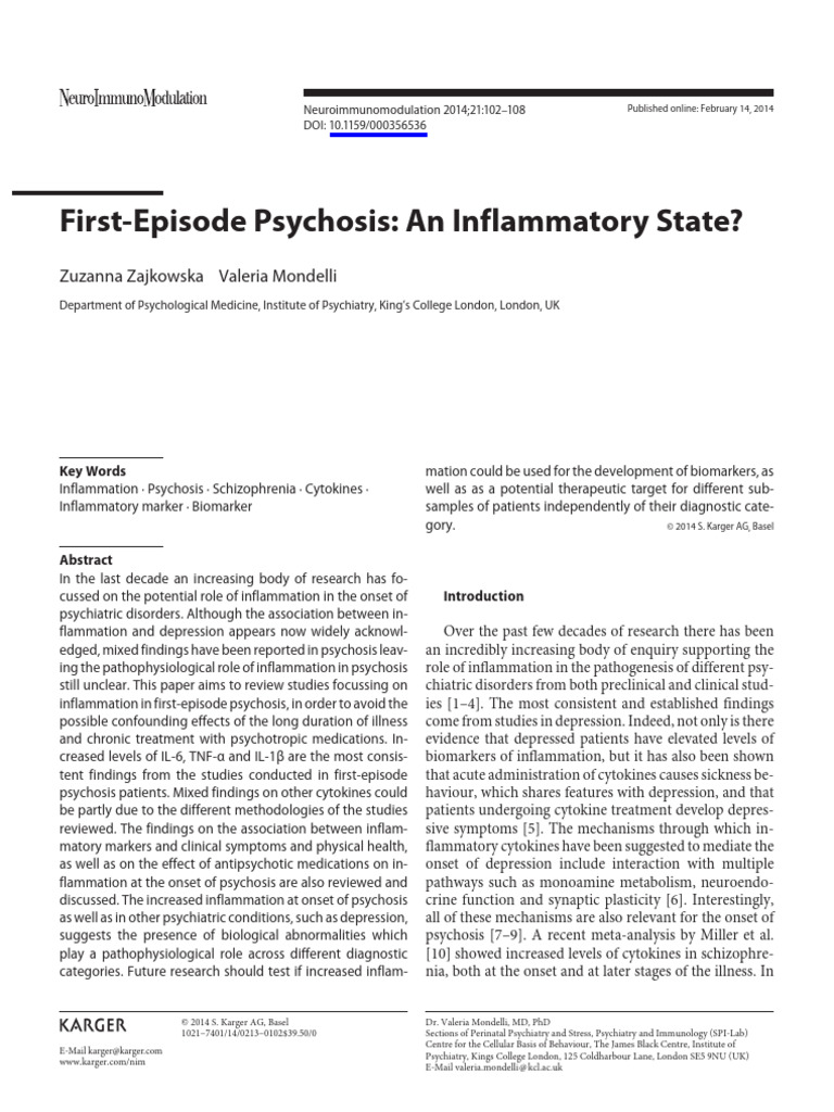 First-Episode Psychosis - An Inflammatory State - 2014 - 1 | PDF