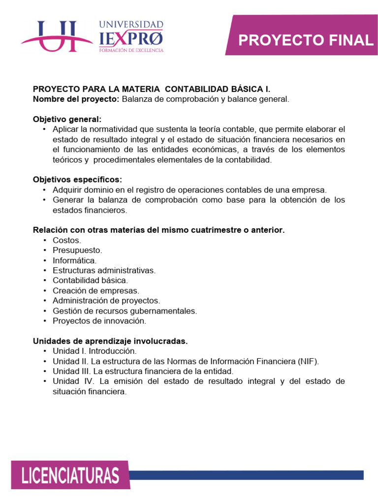 Especificaciones para elaborar el proyecto final (2) | PDF