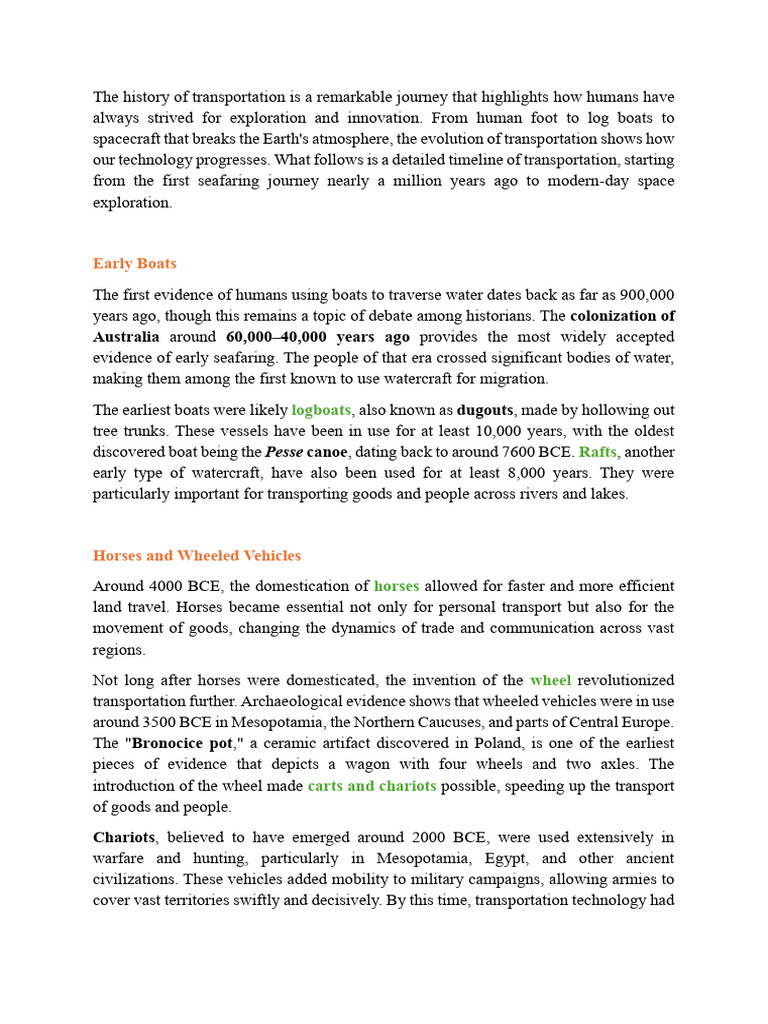 Evolution of Transportation | PDF | Transport | Steam Engine