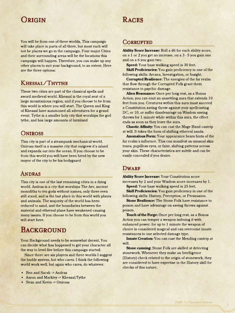 Character Options | PDF
