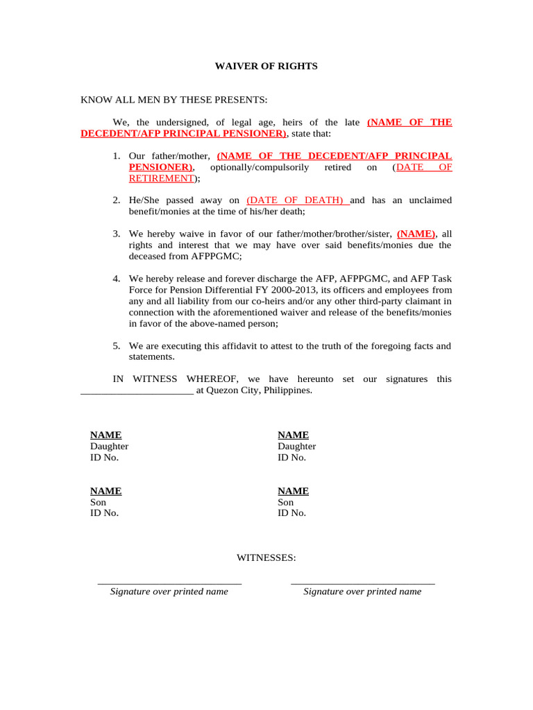 Waiver of Rights | PDF