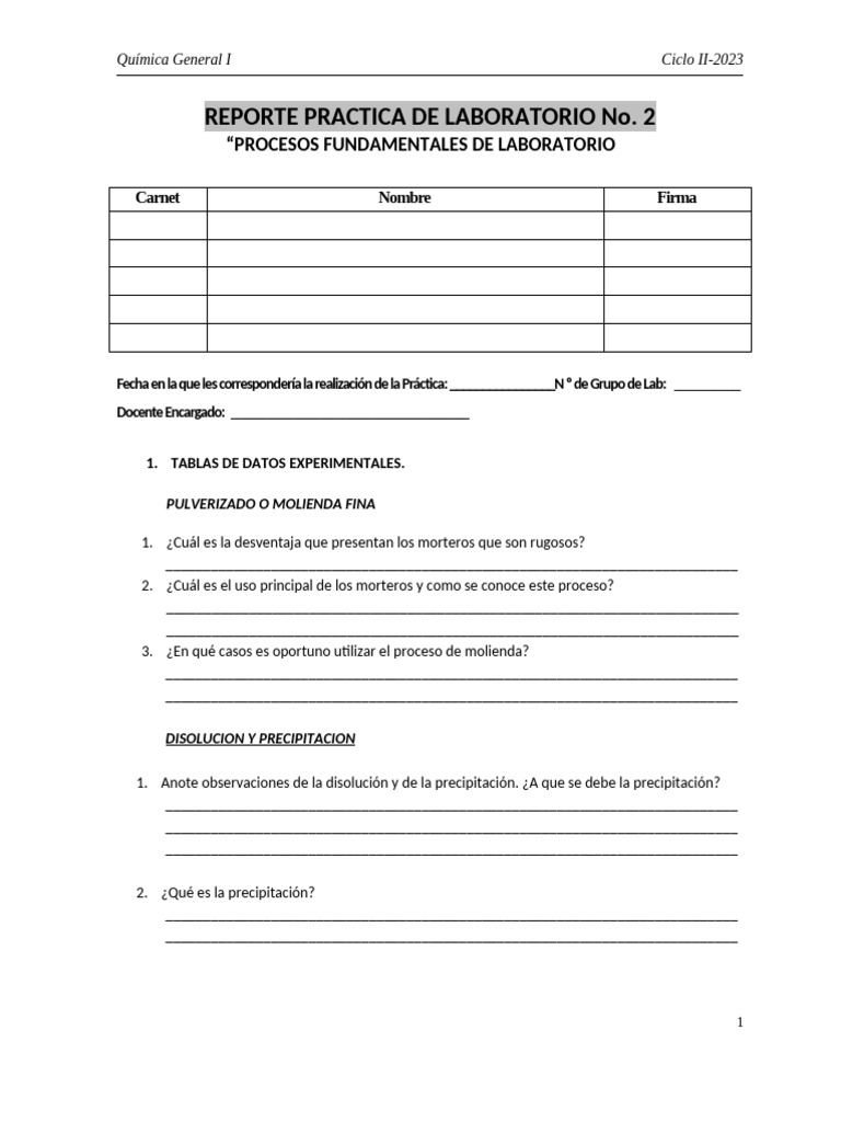 Guía para elaborar el Reporte Practica #2 | PDF