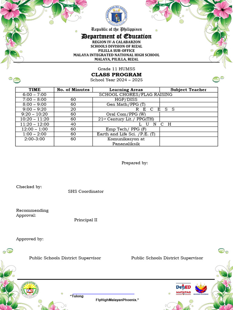 Class-Program HUMSS | PDF