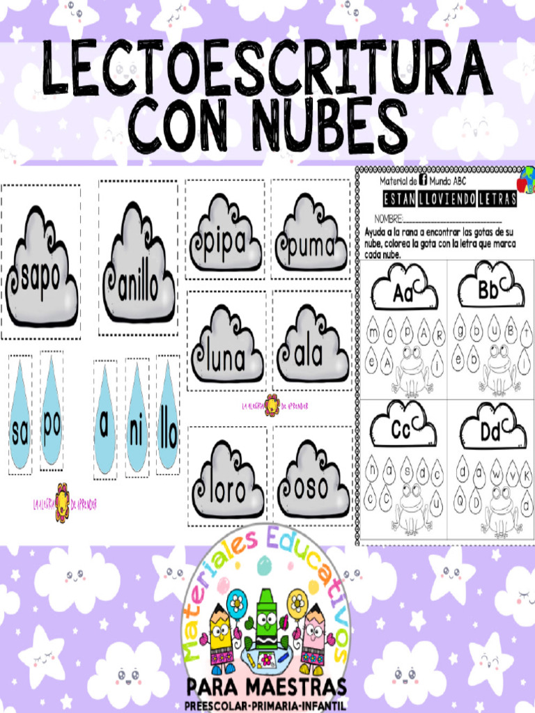 Lectoescritura Con Nubes Recopilado Por Materiales Educativos Maestras ...