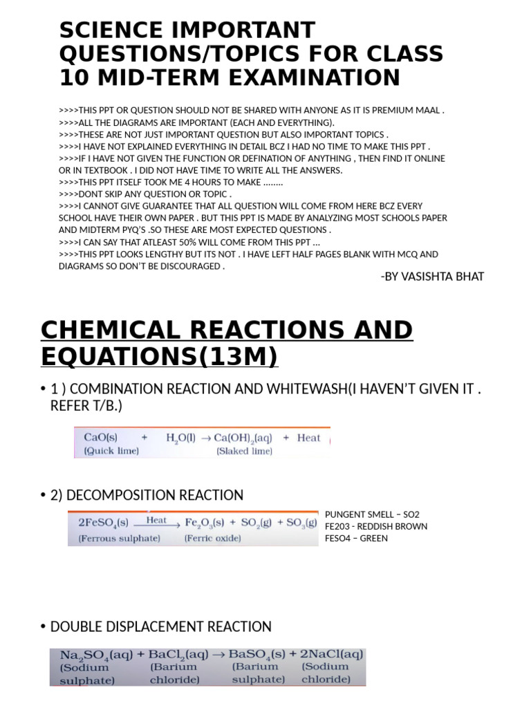 SCIENCE IMPORTANT QUESTIONS | PDF