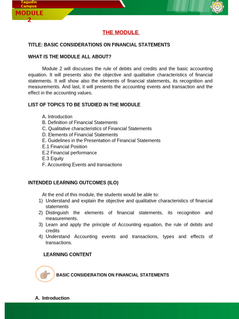 Final Module 2 Financial Accounting Pdf Debits And Credits