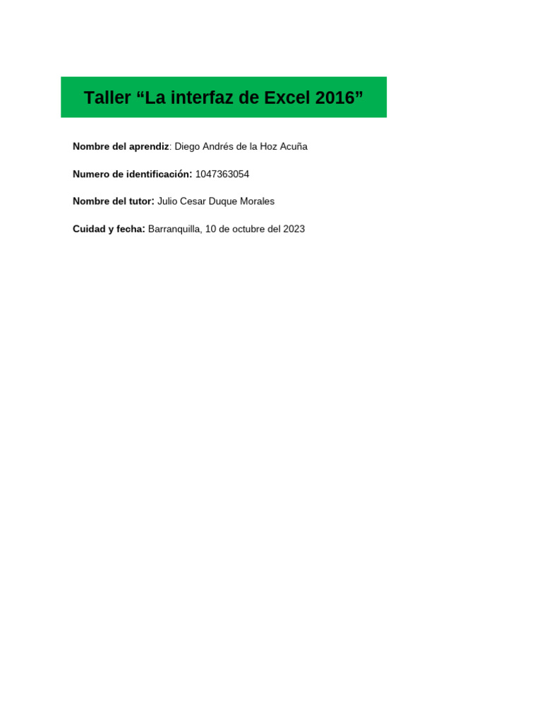 Taller 3 - Excel | PDF