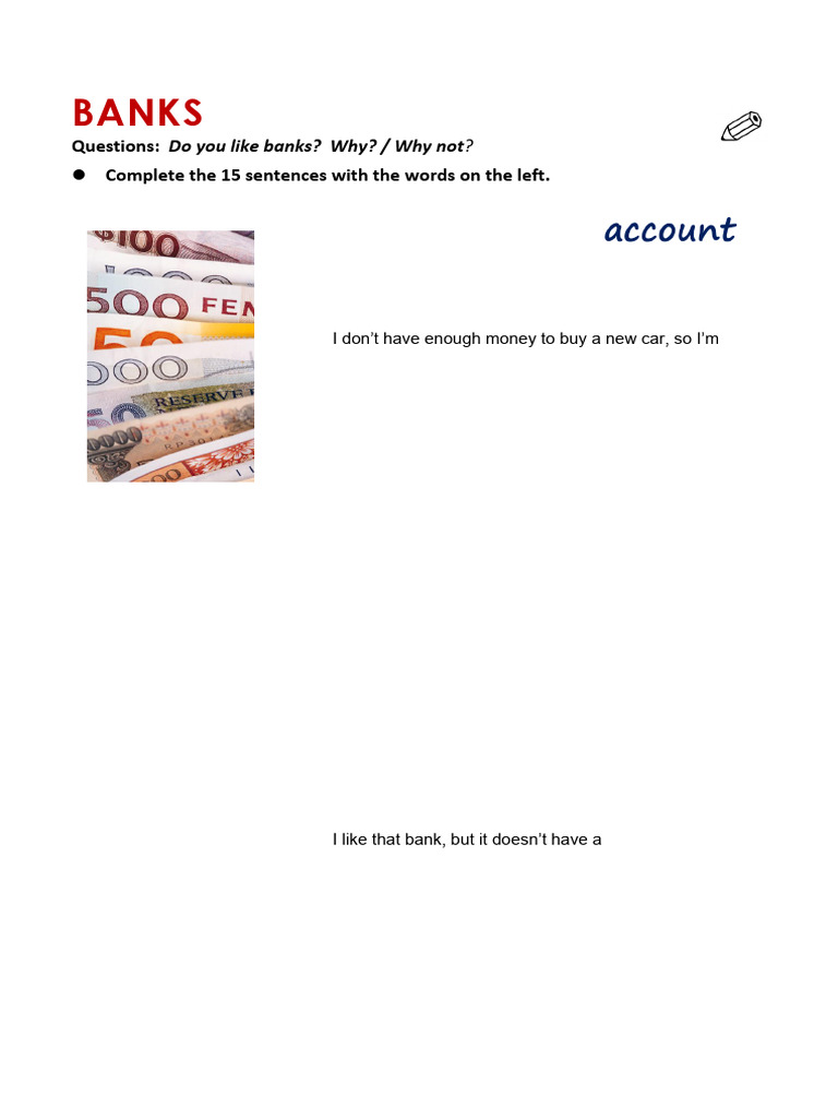 Bank Vocabulary Worksheet | PDF | Banks | Automated Teller Machine