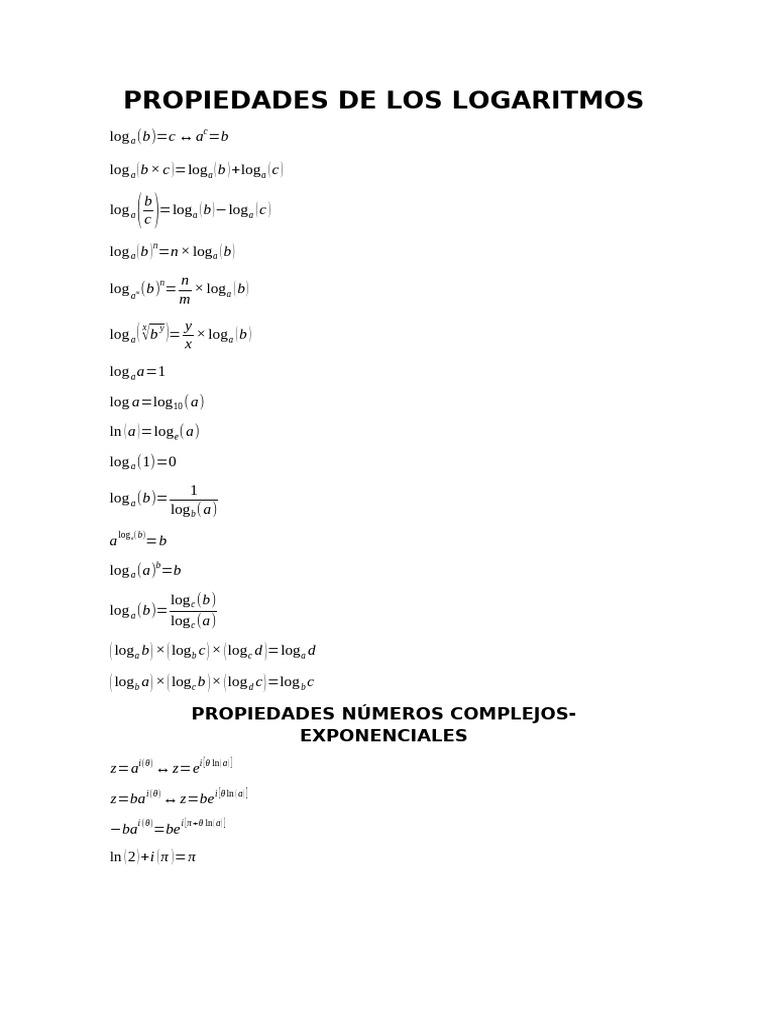 PROPIEDADES DE LOS LOGARITMOS | PDF