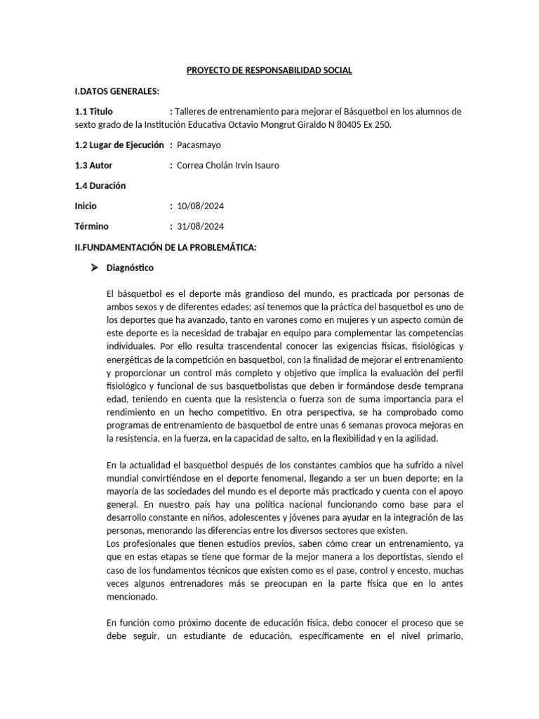 Proyecto de Responsabilidad Social 01 | PDF