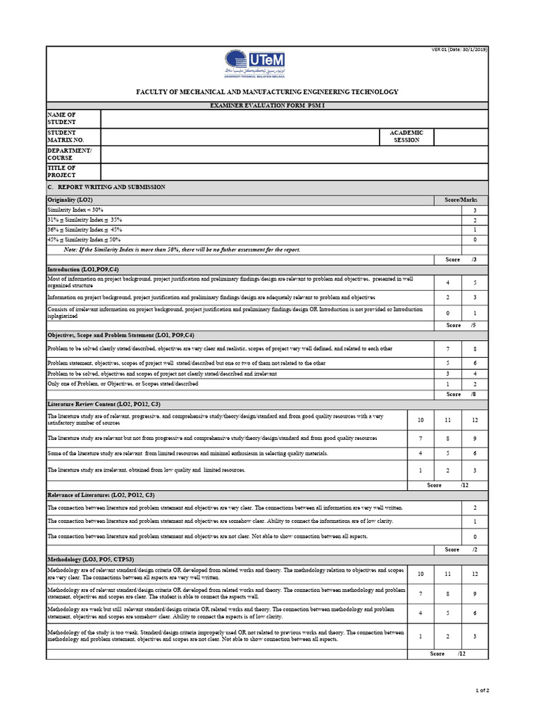 PANEL Form PSM-1 V-19 | PDF