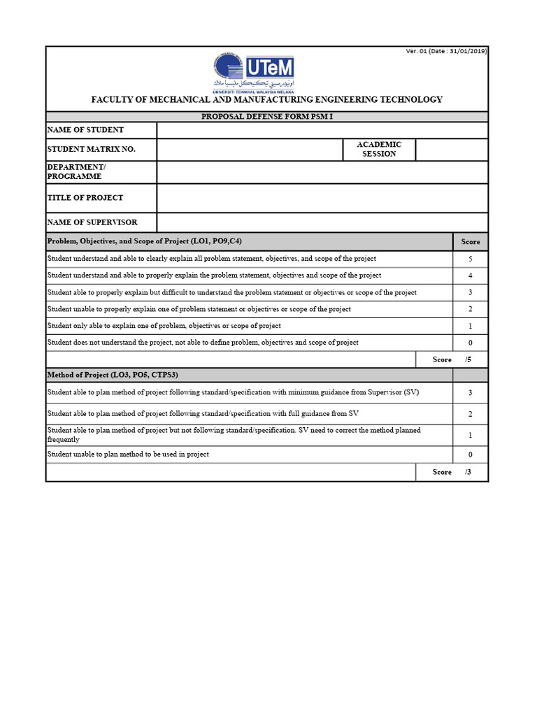 Proposal w-6 Form PSM 1 | PDF