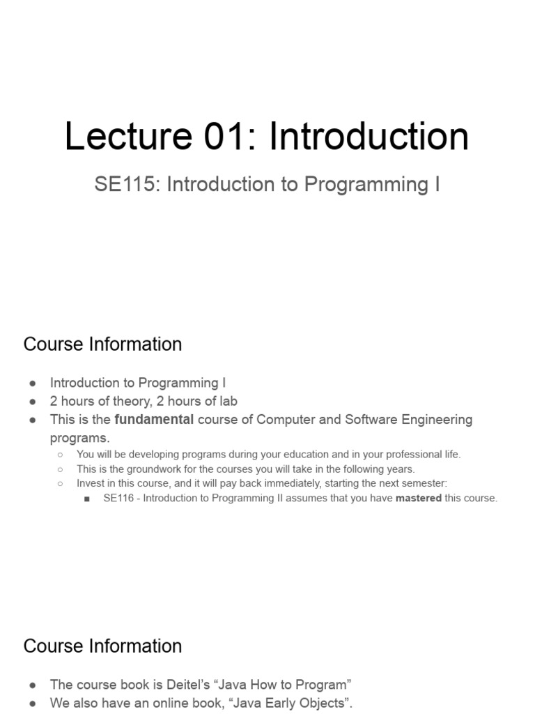 Lecture 01 Introduction Pdf