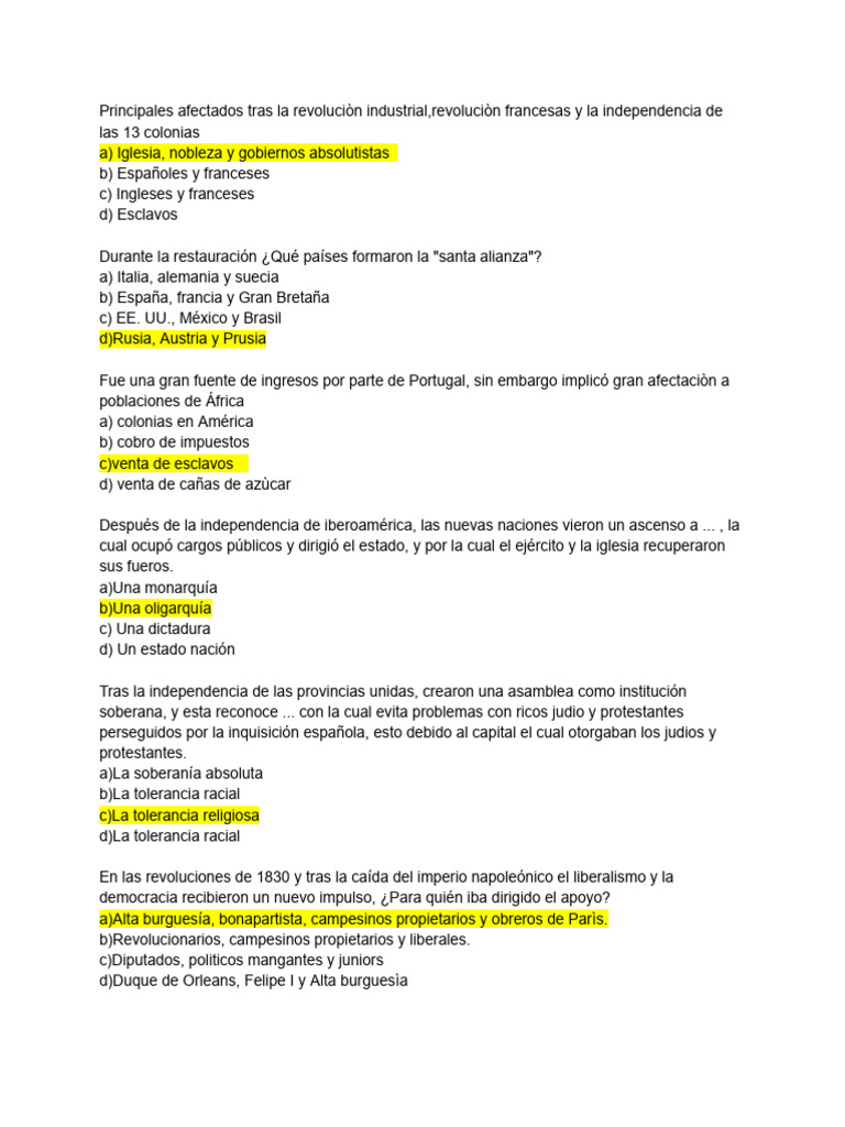 Preguntas-Examen Historia PDF | PDF Preguntas-Examen Historia PDF | PDF
