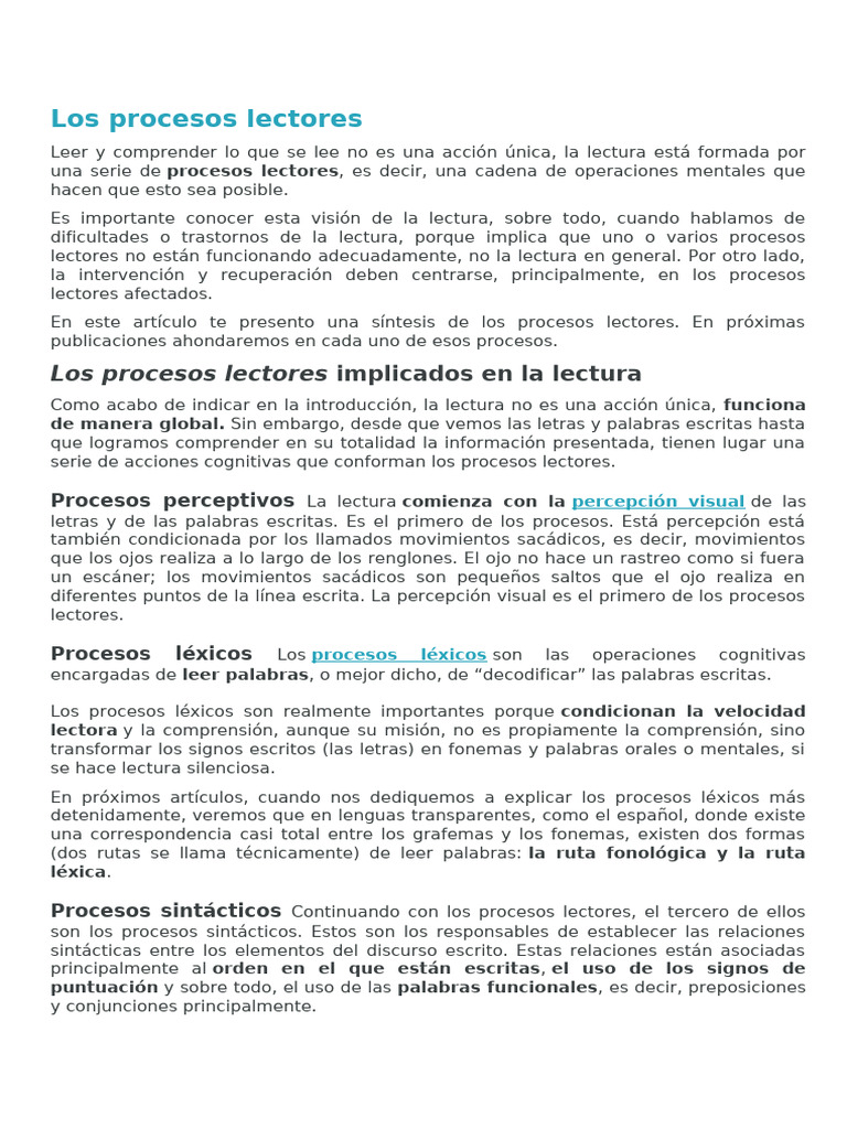 PROCESOS LECTORES | PDF