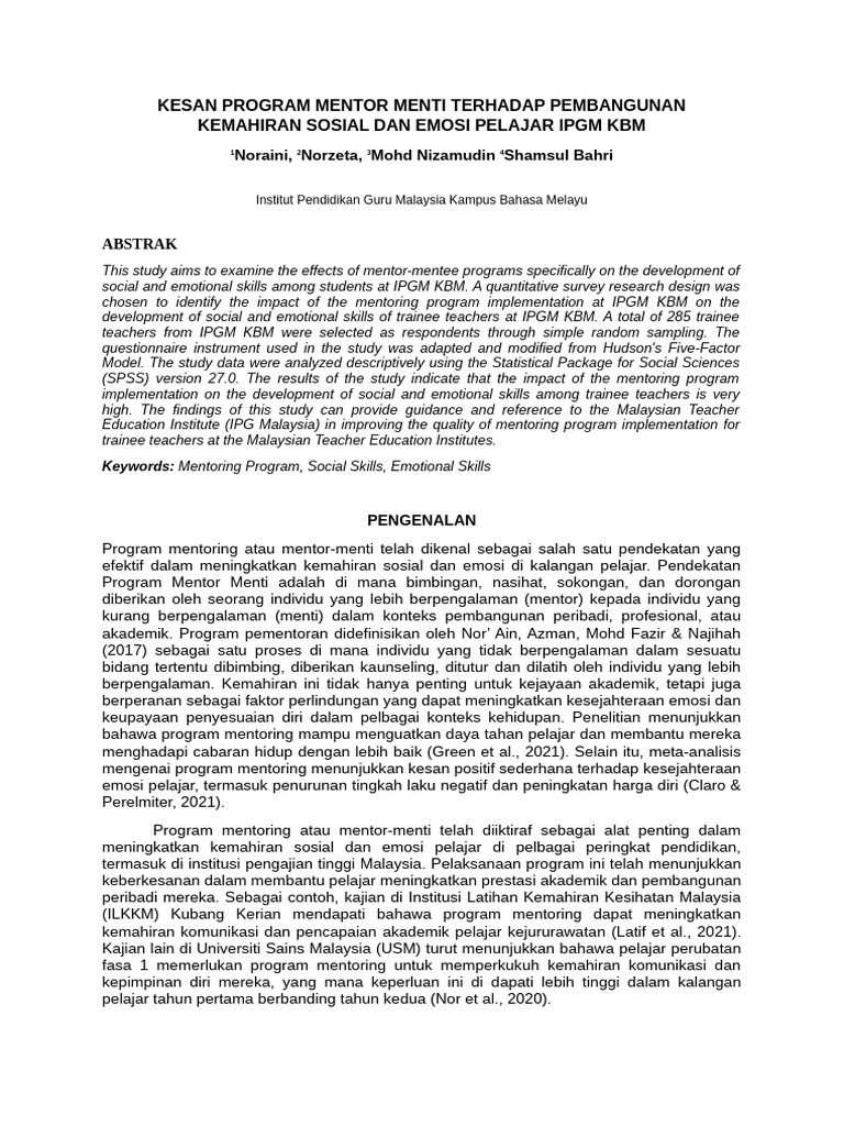 Kerberkesanan Program Mentor Menti_2024_edited_2 Sept | PDF