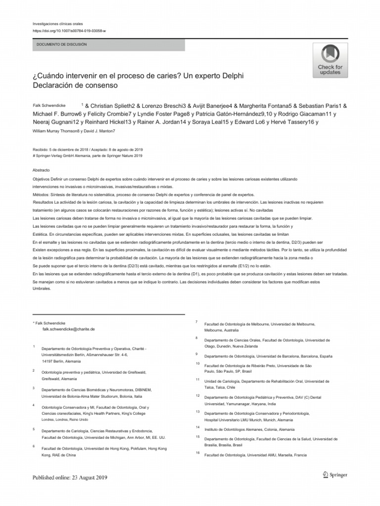 When To Intervene in The Caries Process - An Expert Delphi Consensus ...