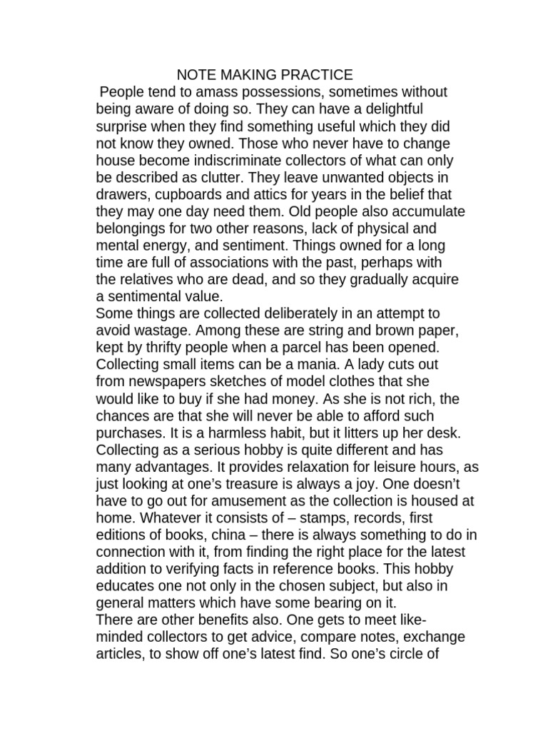 Note Making Passage 1 | PDF