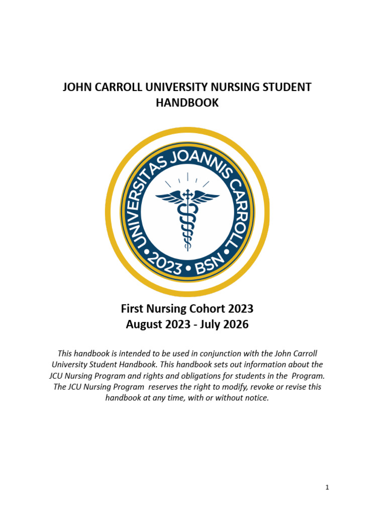 Website Copy of Cohort 23-26 JCU Nursing Student Handbook - FirstCohort - 2023 | PDF | Nursing ...