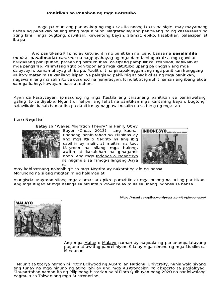Panitikan Sa Panahon NG Mga Katutubo | PDF