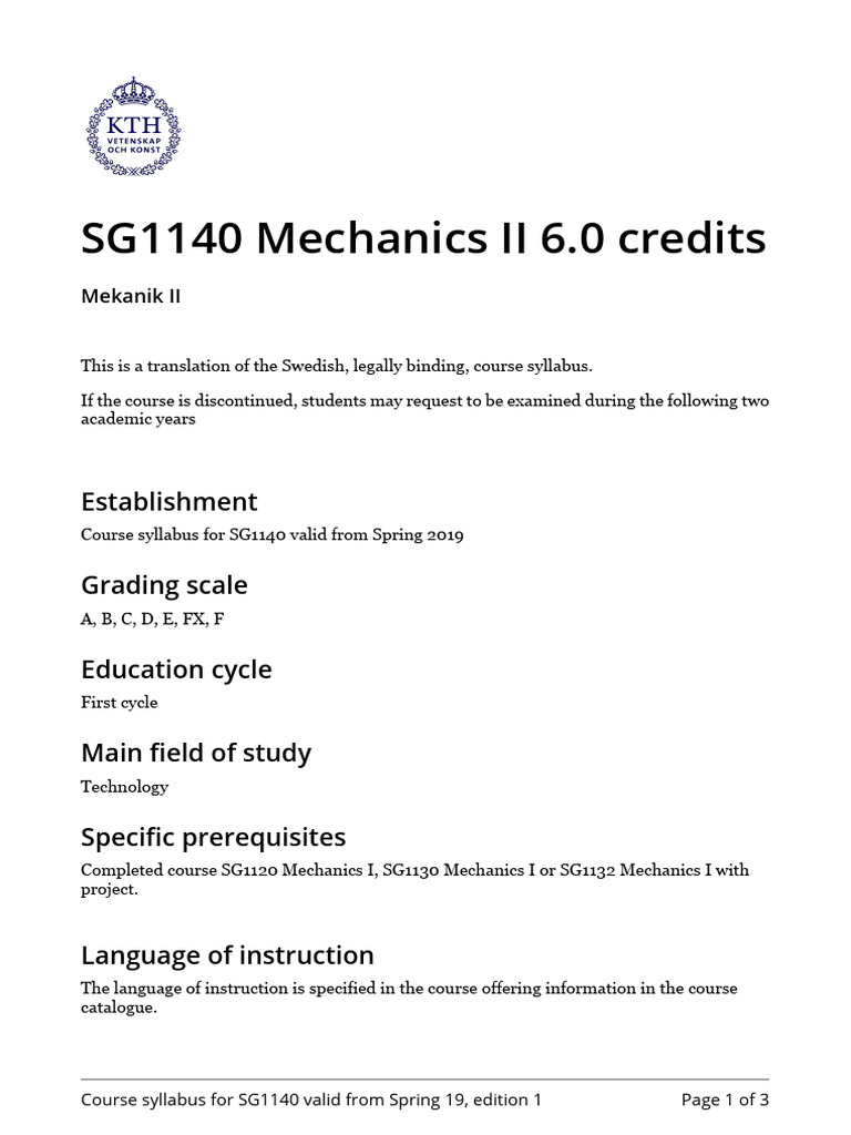 Mecánica II KTH | PDF