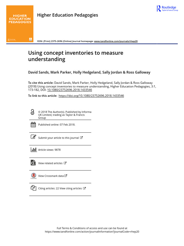 Using Concept Inventories To Measure Understanding | PDF