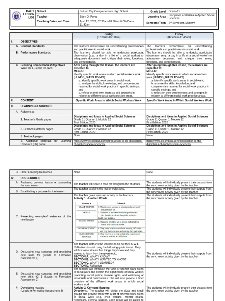 Q2-Week 3-April | PDF | Social Work | Learning