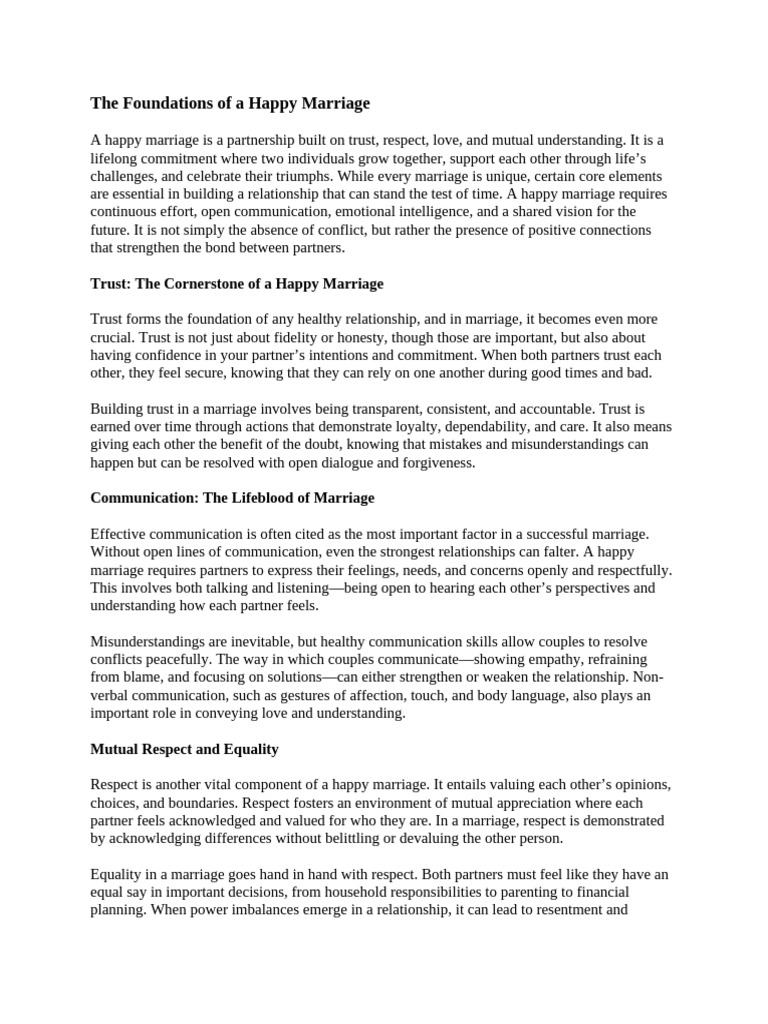 Keys to a Happy Marriage Explained | PDF | Empathy | Career & Growth