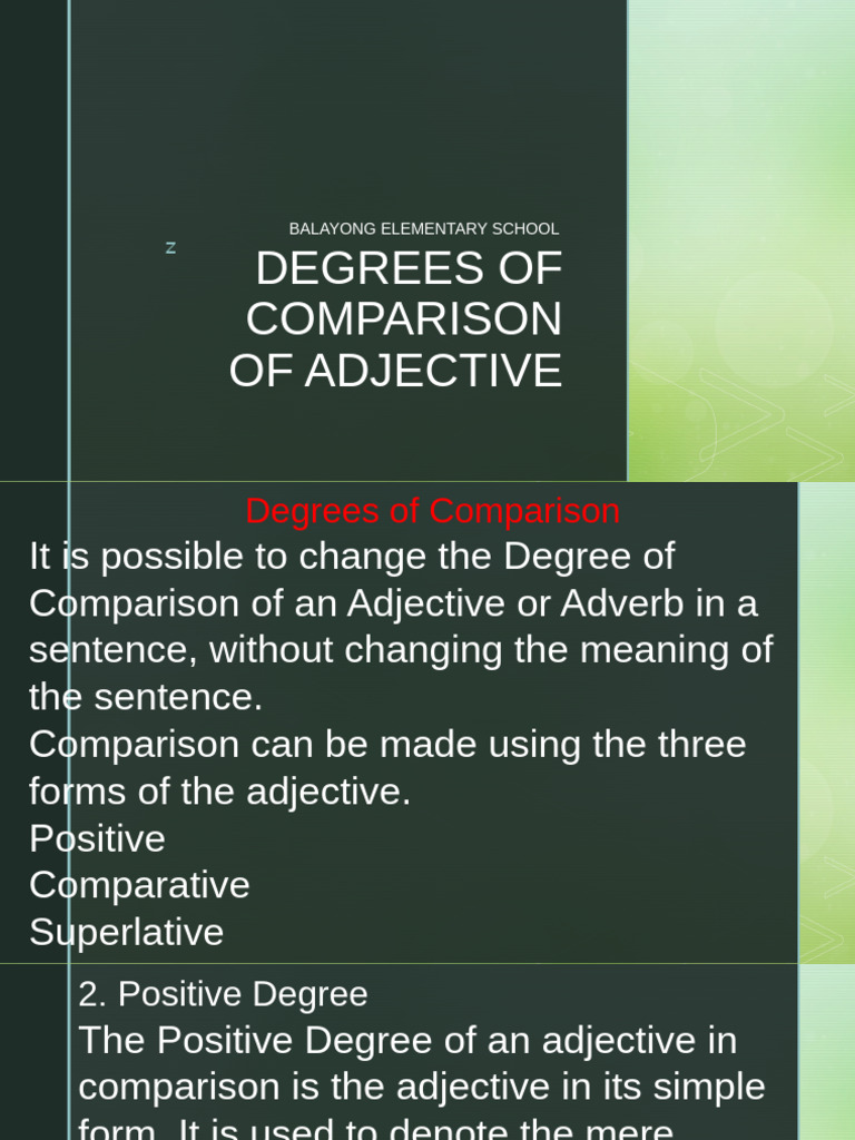 DEGREES OF COMPARISON OF ADJECTIVE | PDF