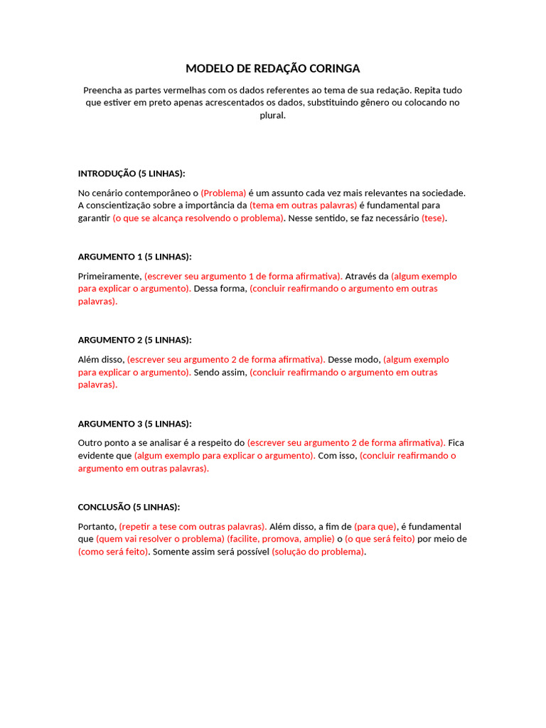 Modelo de Redação Coringa | PDF