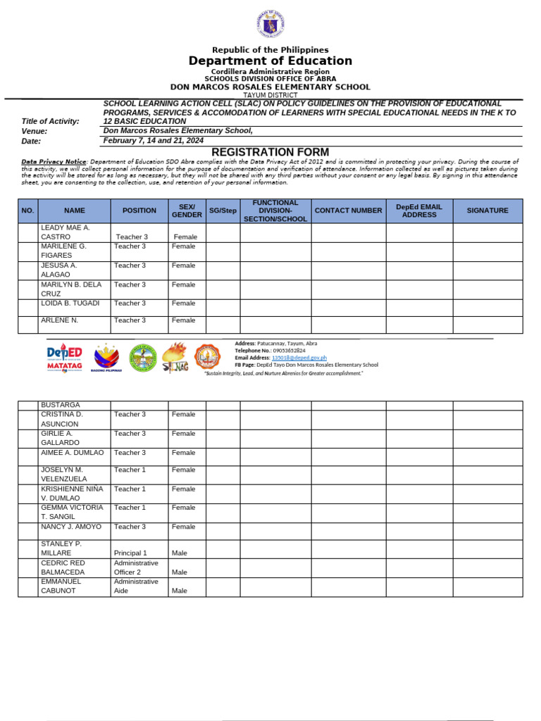 Enclosure 9 - Registration Form | PDF
