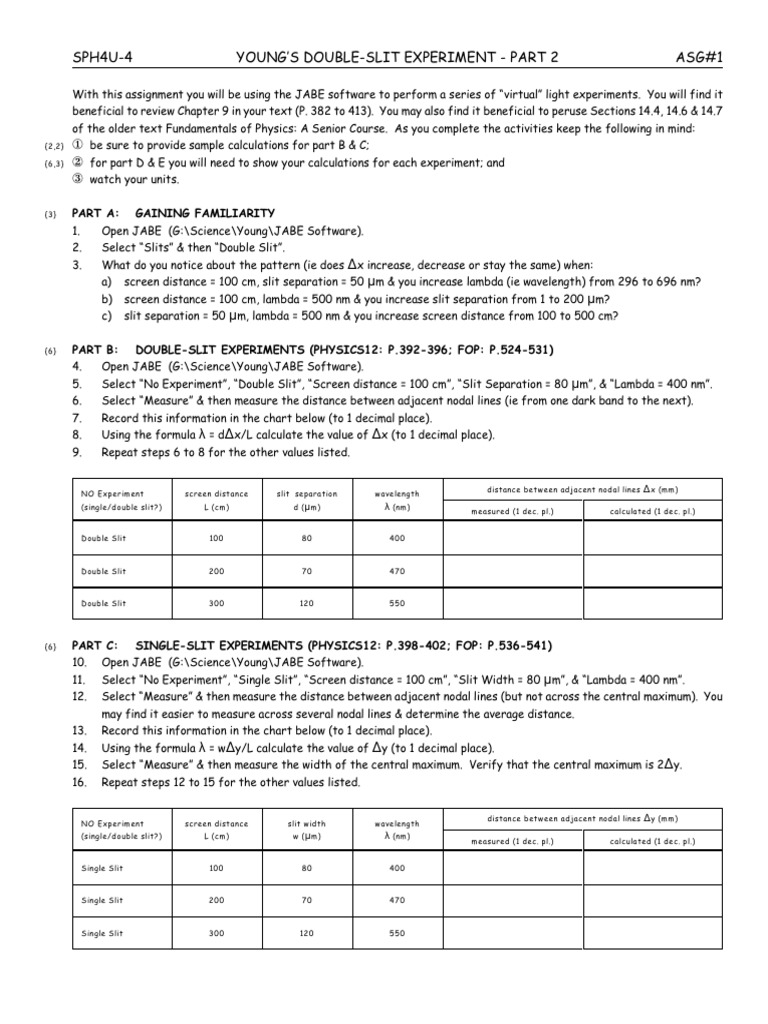 4U4 - ASG 1 (Young S Double-Slit Experiment - Part 2) | PDF