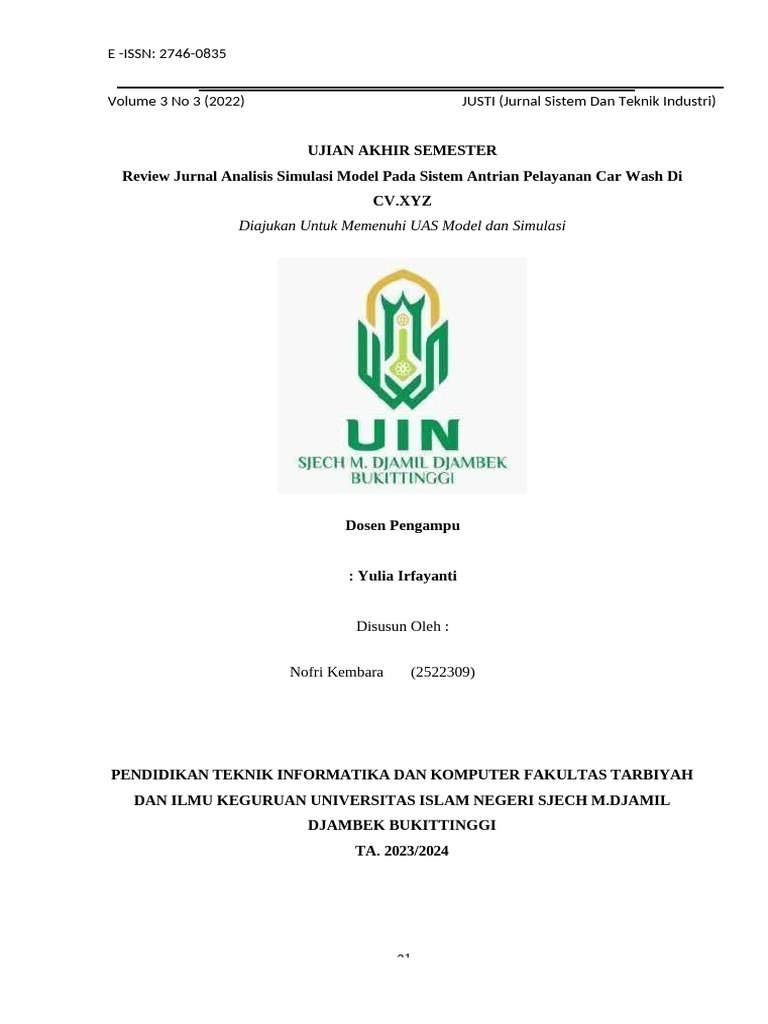 UAS Model Dan Simulasi Review Jurnal | PDF