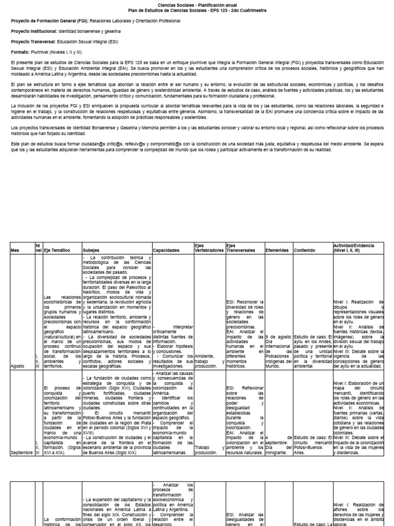 2 Plan de estudios - Sociales (1) | PDF
