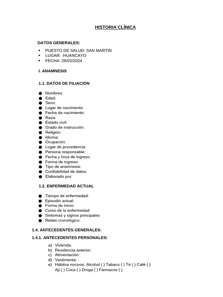 Historia Clinica | PDF