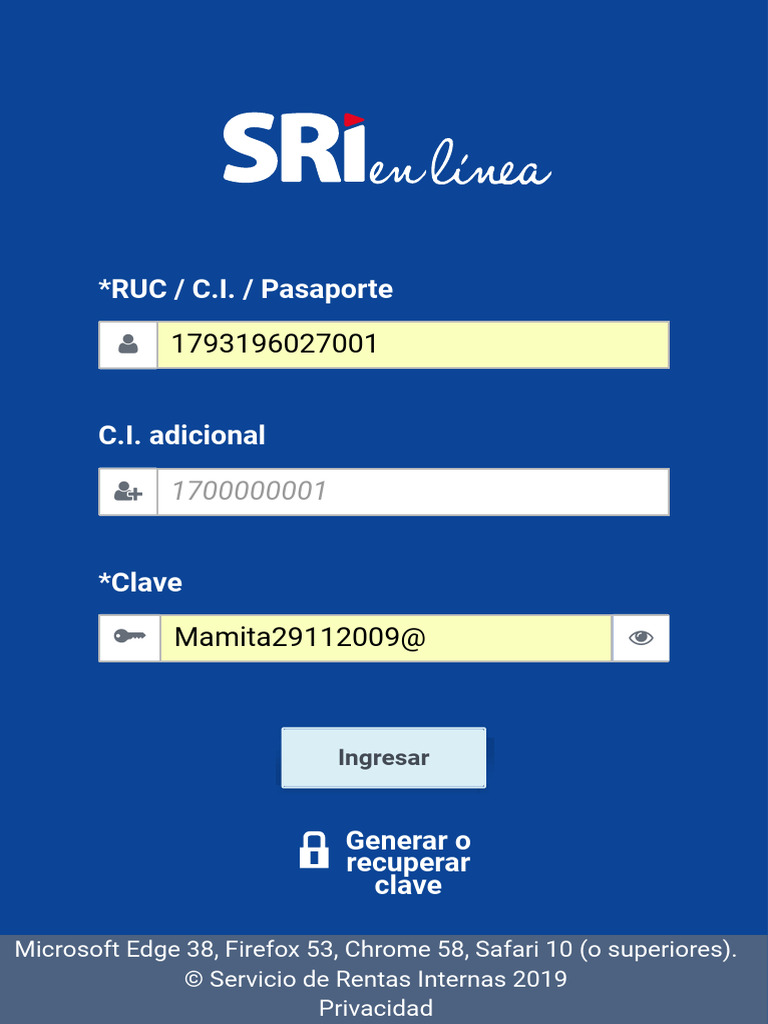 SRI en Línea - Login | PDF