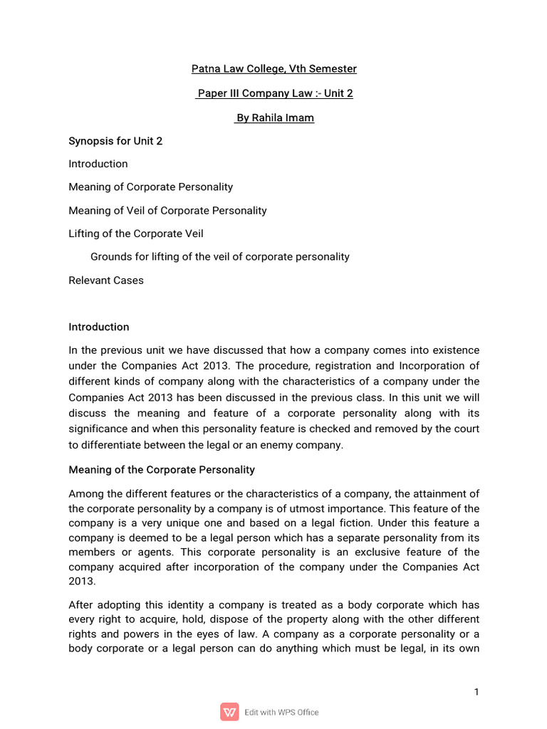 Corporate Veil | PDF