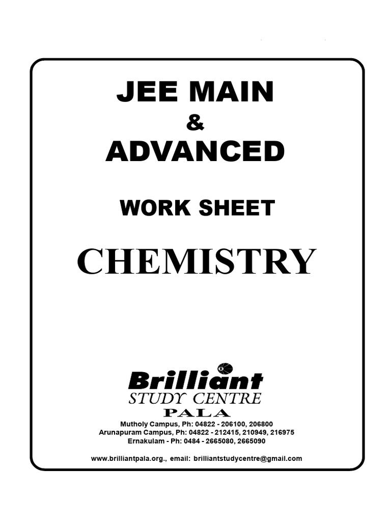JEE Main & JEE Advanced Work Sheet - Chemistry | PDF
