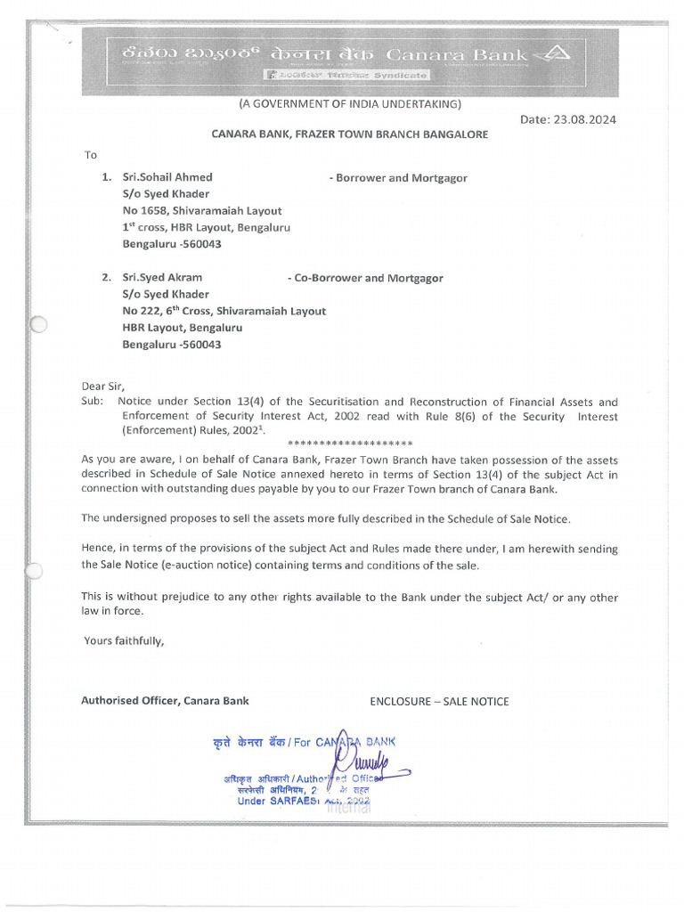 Suhail Ahmed Sale Notice | PDF