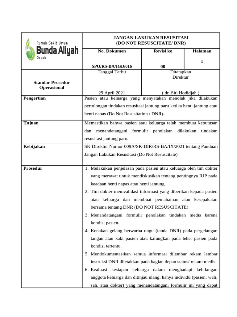 Jangan Lakukan Resusitasi (DNR) | PDF