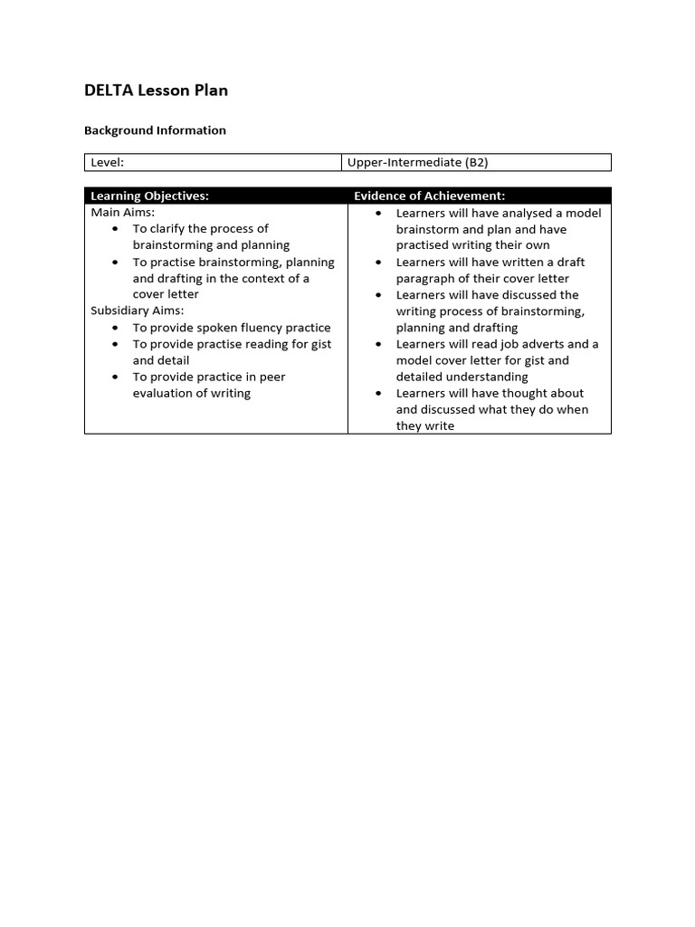Writing Lesson Plan | PDF