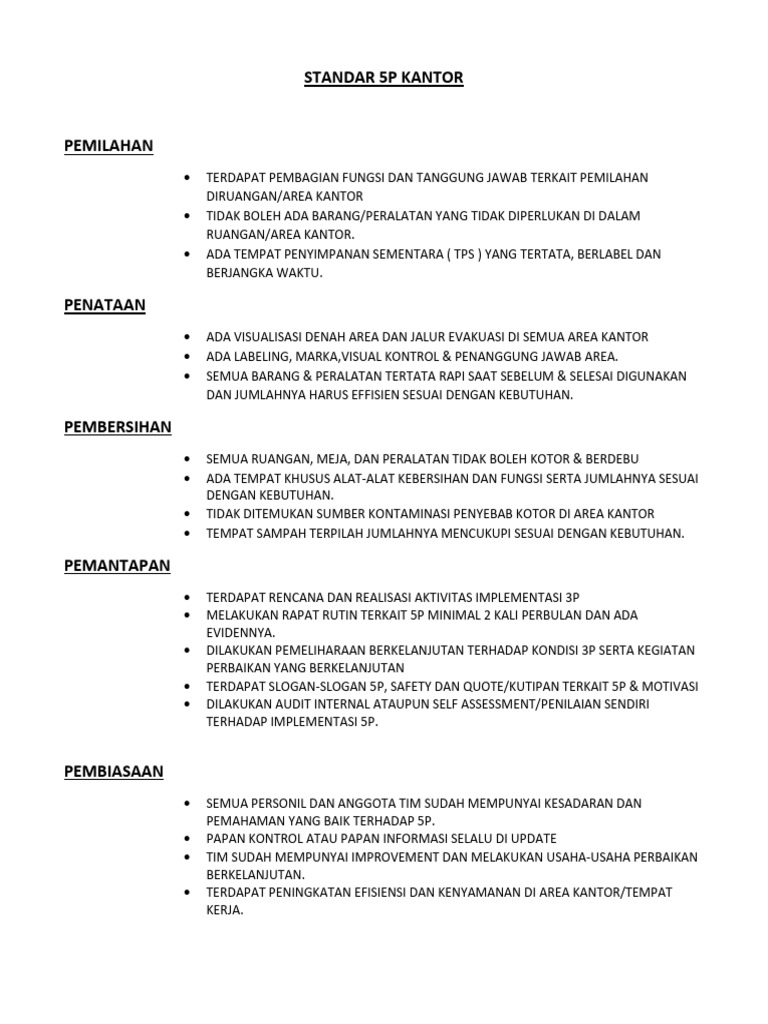 Standar 5P Kantor | PDF