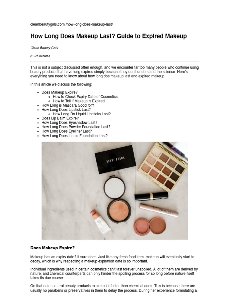How Long Does Makeup Last - Guide To Expired Makeup - Reader View | PDF ...