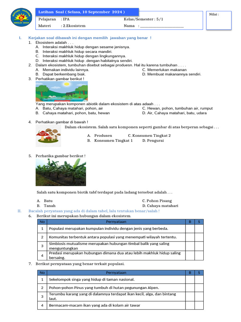 Latihan Soal IPA UH B-2 P1 | PDF