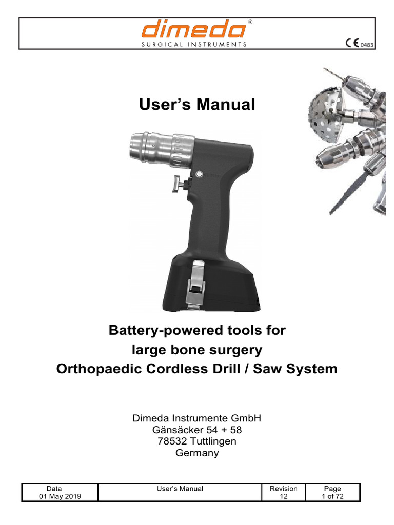 User's Manual: Battery-Powered Tools For Large Bone Surgery Orthopaedic ...
