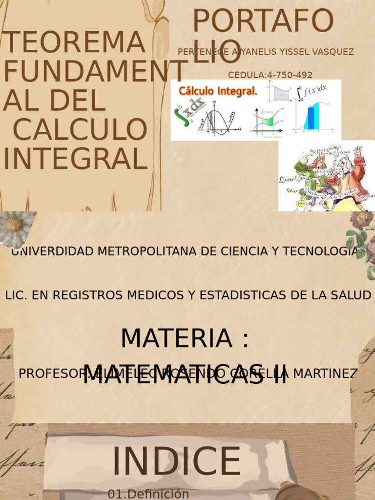 Portafolio Teorema Fundamental Del Calculo Integral | PDF