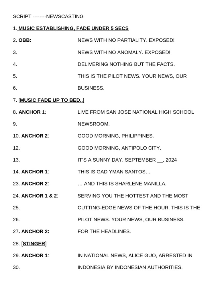 Script Newscasting | PDF