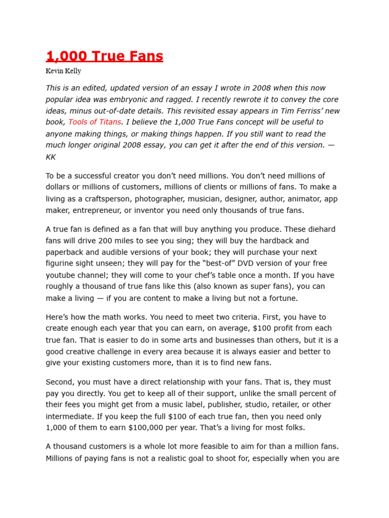 1000 True Fans | PDF
