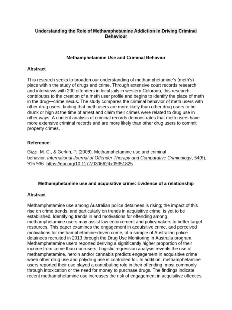 Understanding The Role of Methamphetamine Addiction in Driving Criminal ...